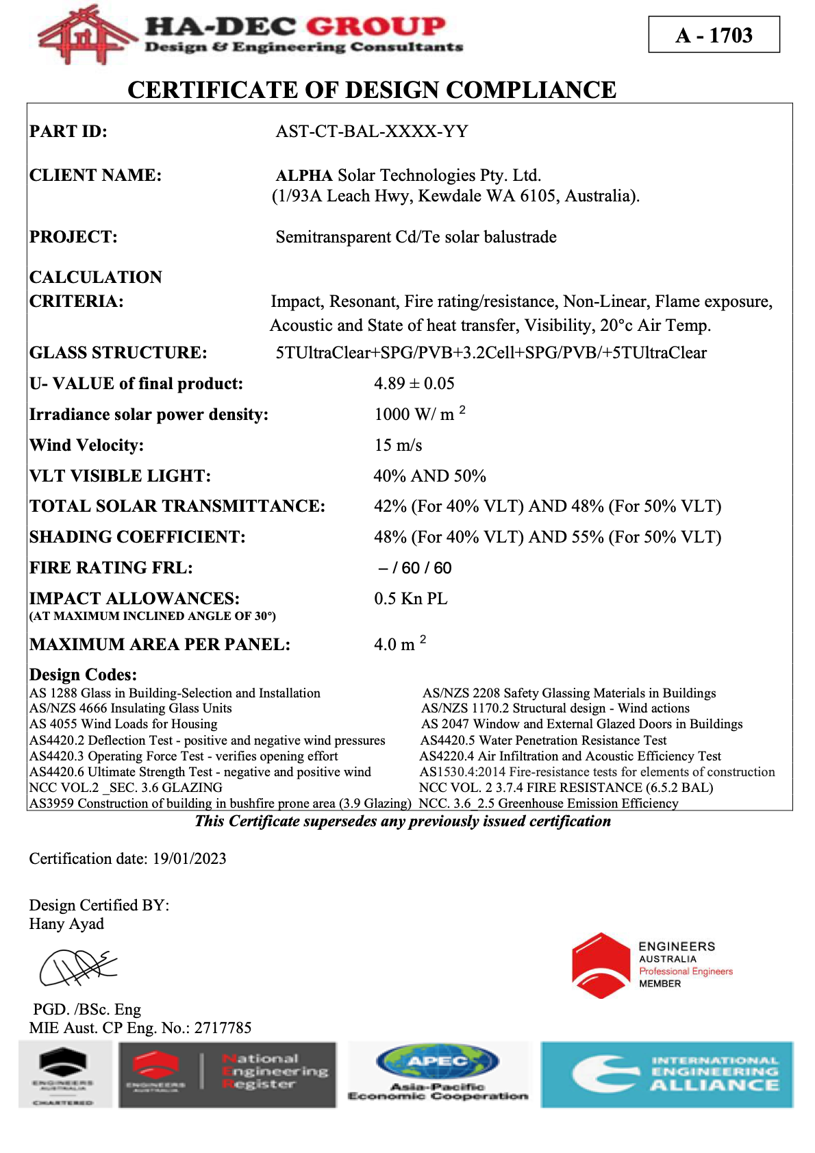 CEC – Alpha Solar Technologies Limited